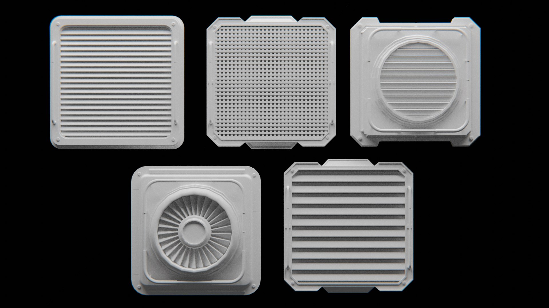 3D Sci-Fi Air Vents HyperVents V2 Model - TurboSquid 2062712