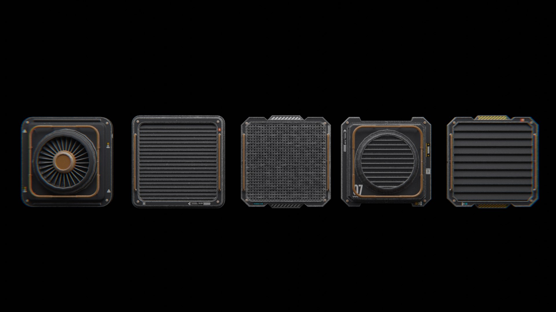 3D Sci-Fi Air Vents HyperVents V2 Model - TurboSquid 2062712