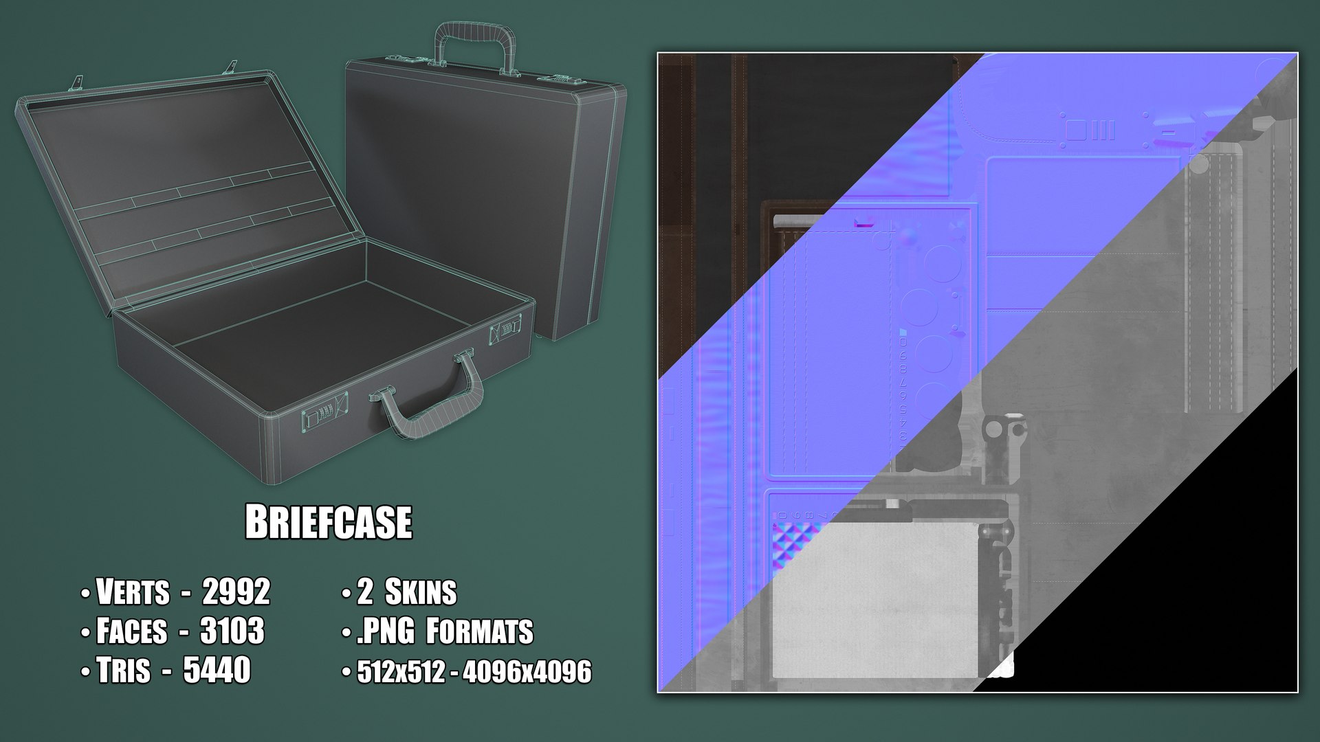 Office Leather Briefcase 3D - TurboSquid 2122982