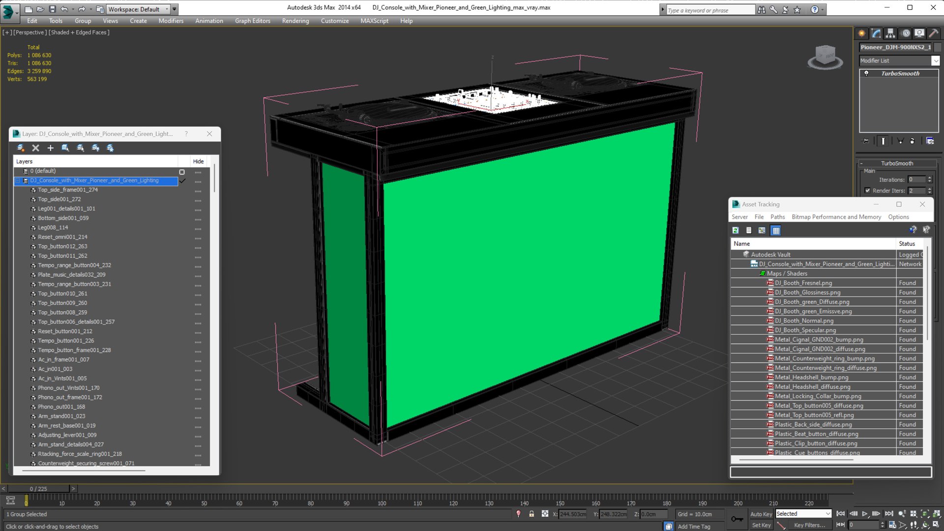 DJ Console With Mixer Pioneer And Green Lighting 3D Model - TurboSquid ...