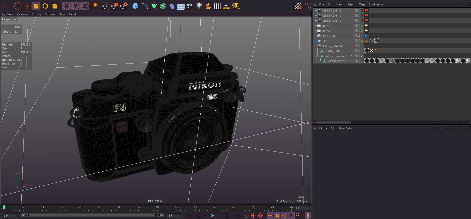 3d Old Nikon F3 Camera
