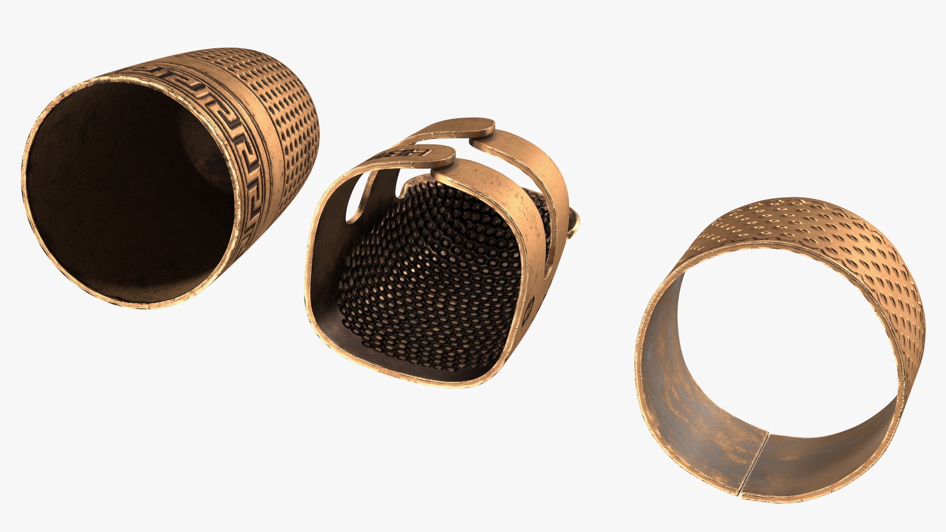 3D Sewing Thimbles Bronze Set - TurboSquid 2068991