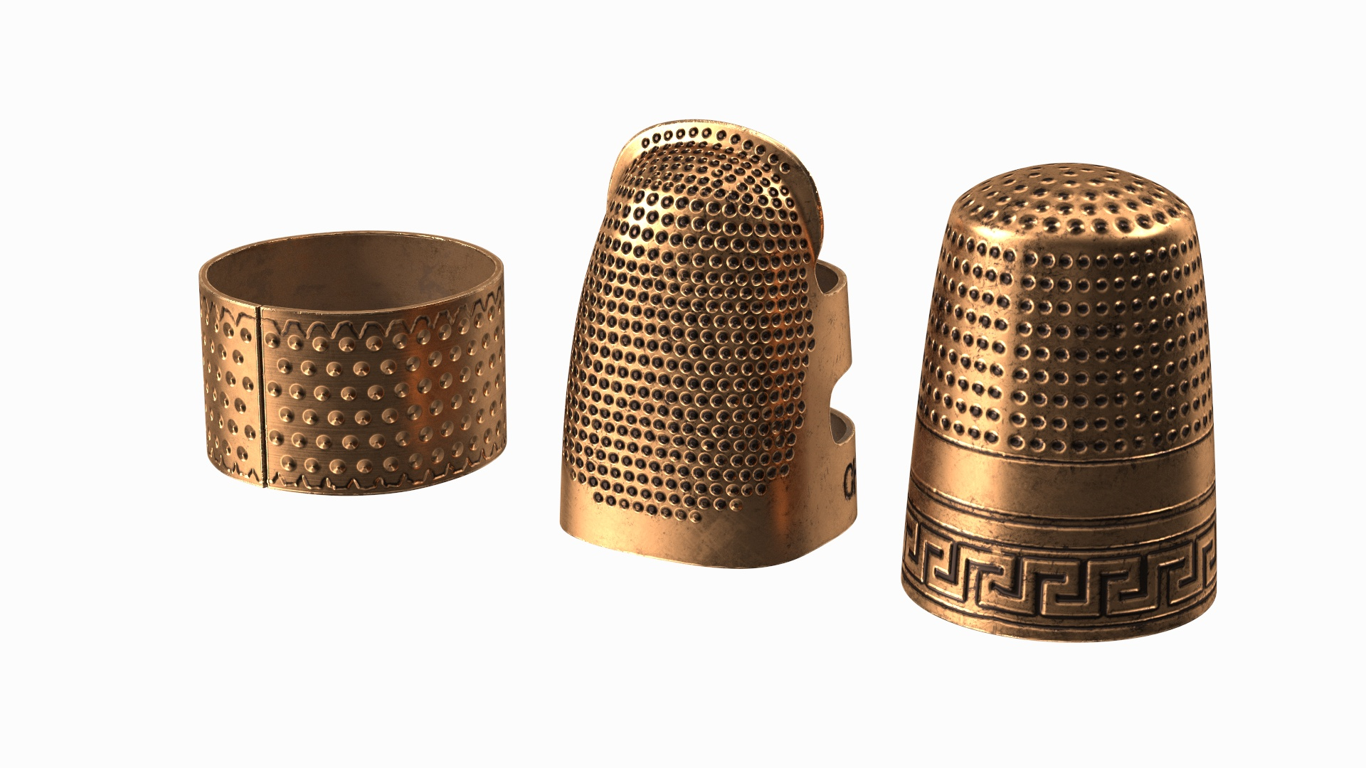 3D Sewing Thimbles Bronze Set - TurboSquid 2068991