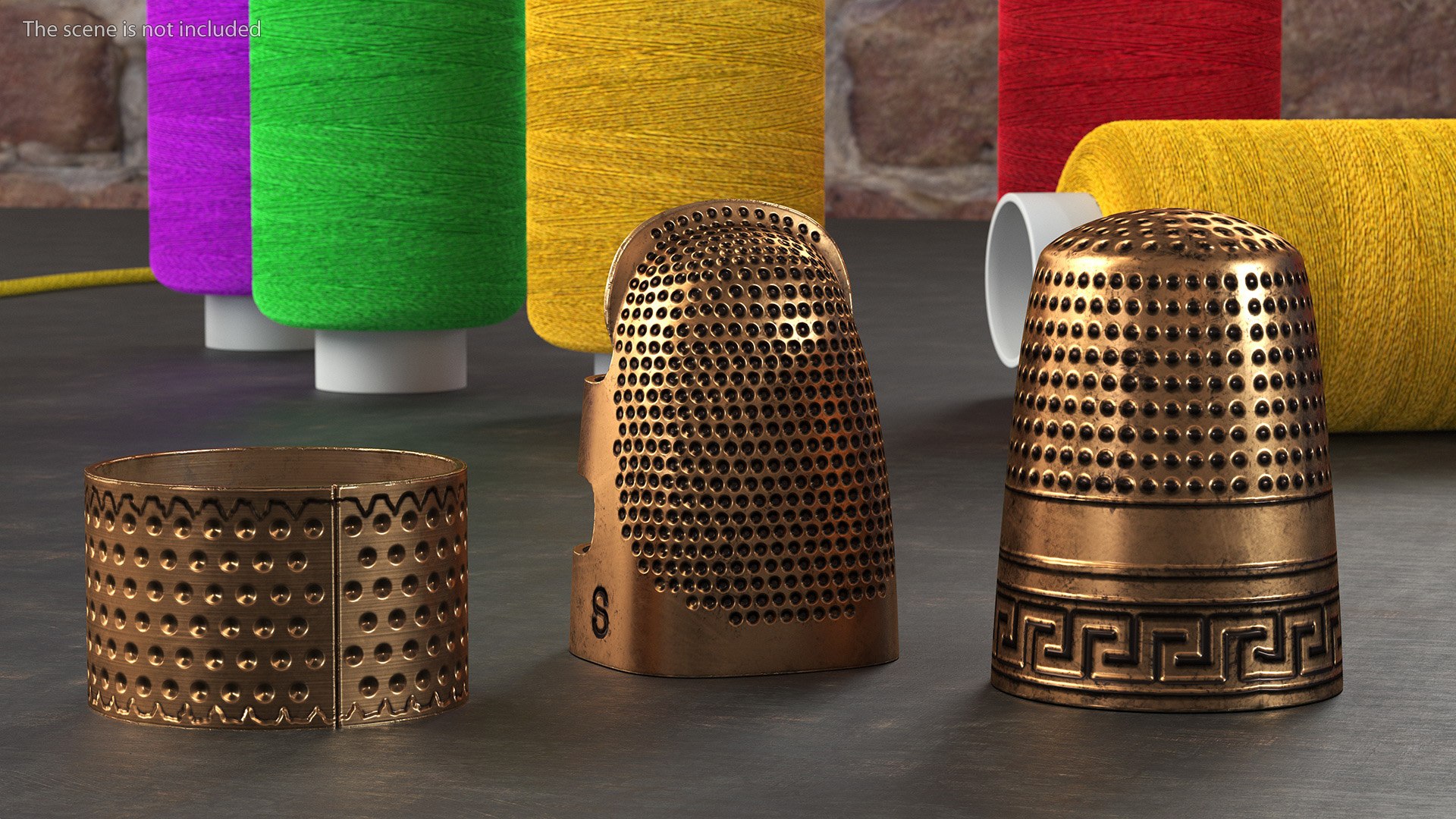 3D Sewing Thimbles Bronze Set - TurboSquid 2068991