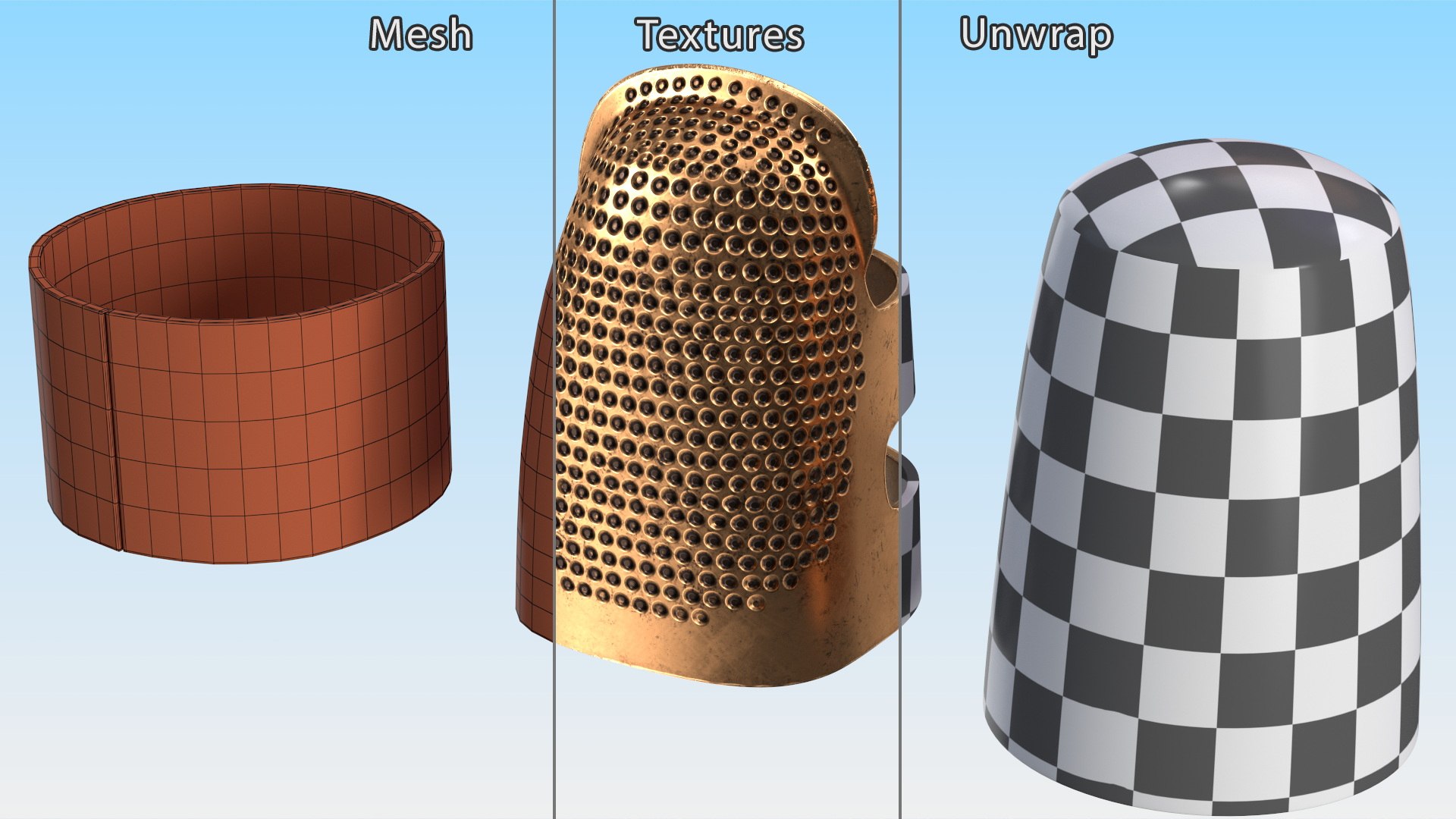 3D Sewing Thimbles Bronze Set - TurboSquid 2068991