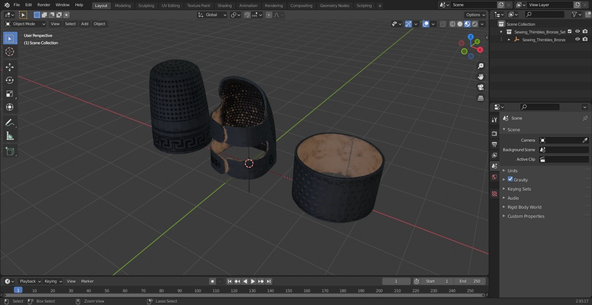 3D Sewing Thimbles Bronze Set - TurboSquid 2068991