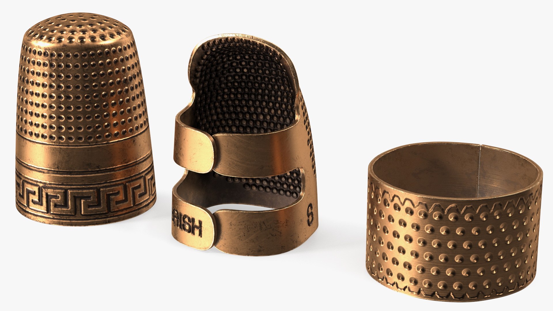 3D Sewing Thimbles Bronze Set - TurboSquid 2068991