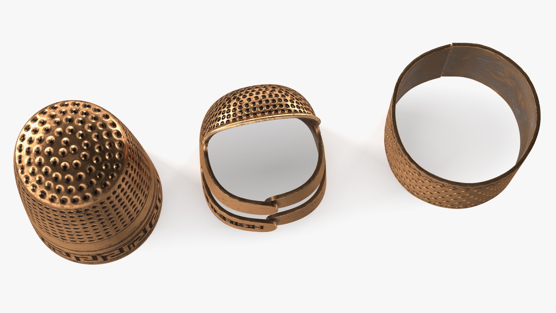 3D Sewing Thimbles Bronze Set - TurboSquid 2068991