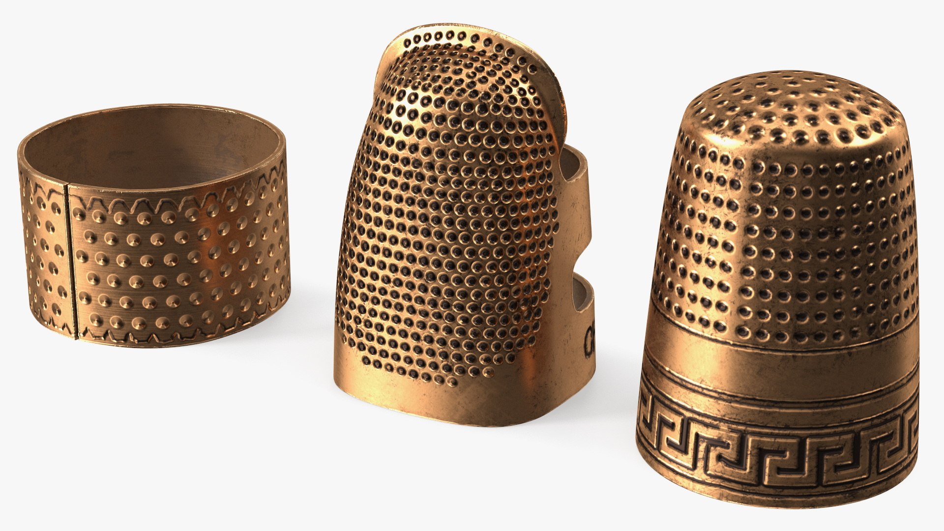 3D Sewing Thimbles Bronze Set - TurboSquid 2068991