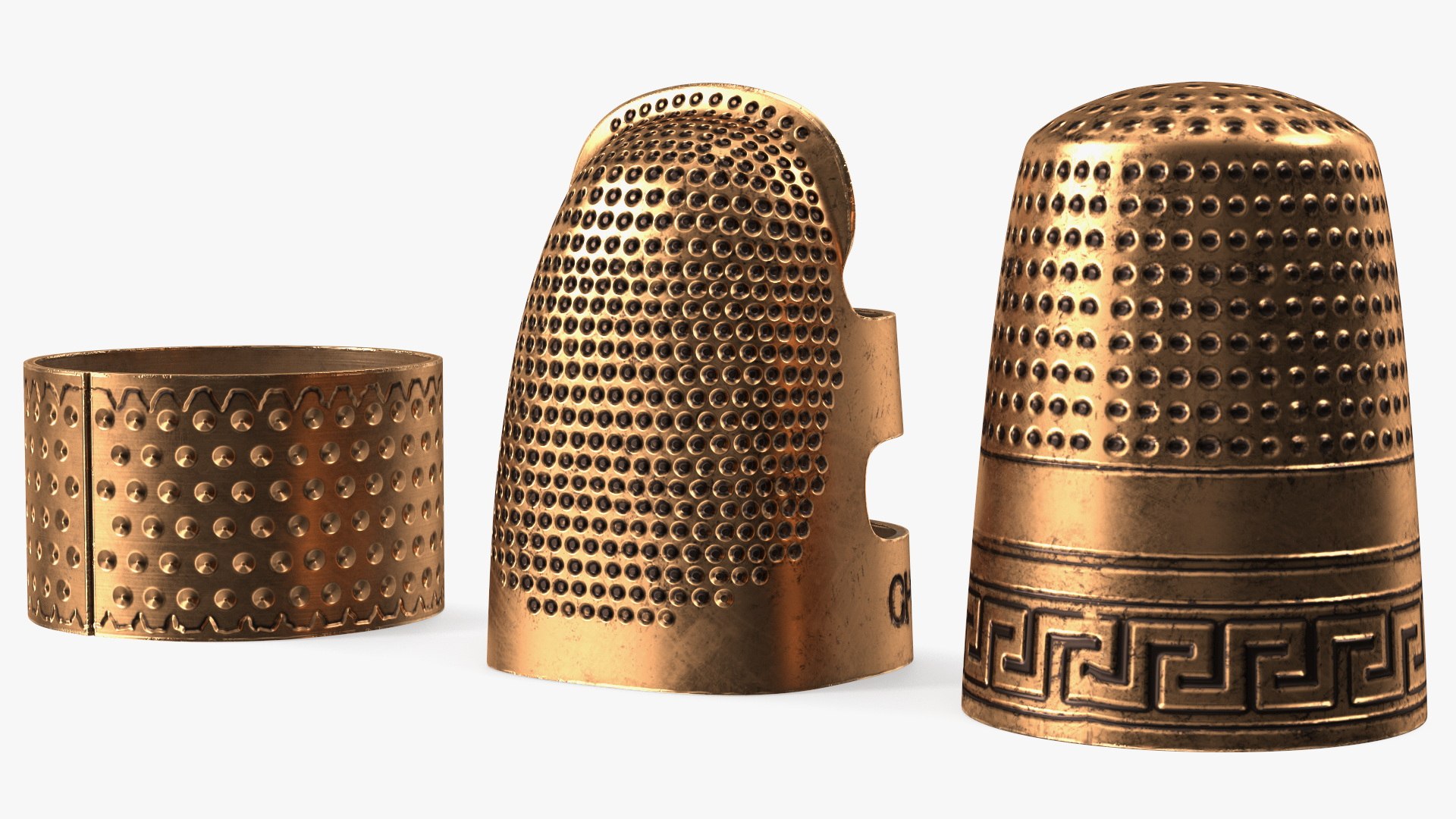3D Sewing Thimbles Bronze Set - TurboSquid 2068991