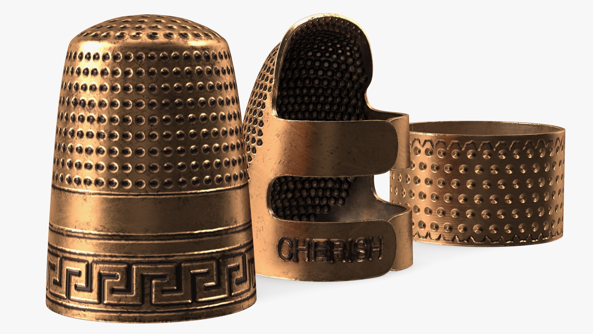 3D Sewing Thimbles Bronze Set - TurboSquid 2068991