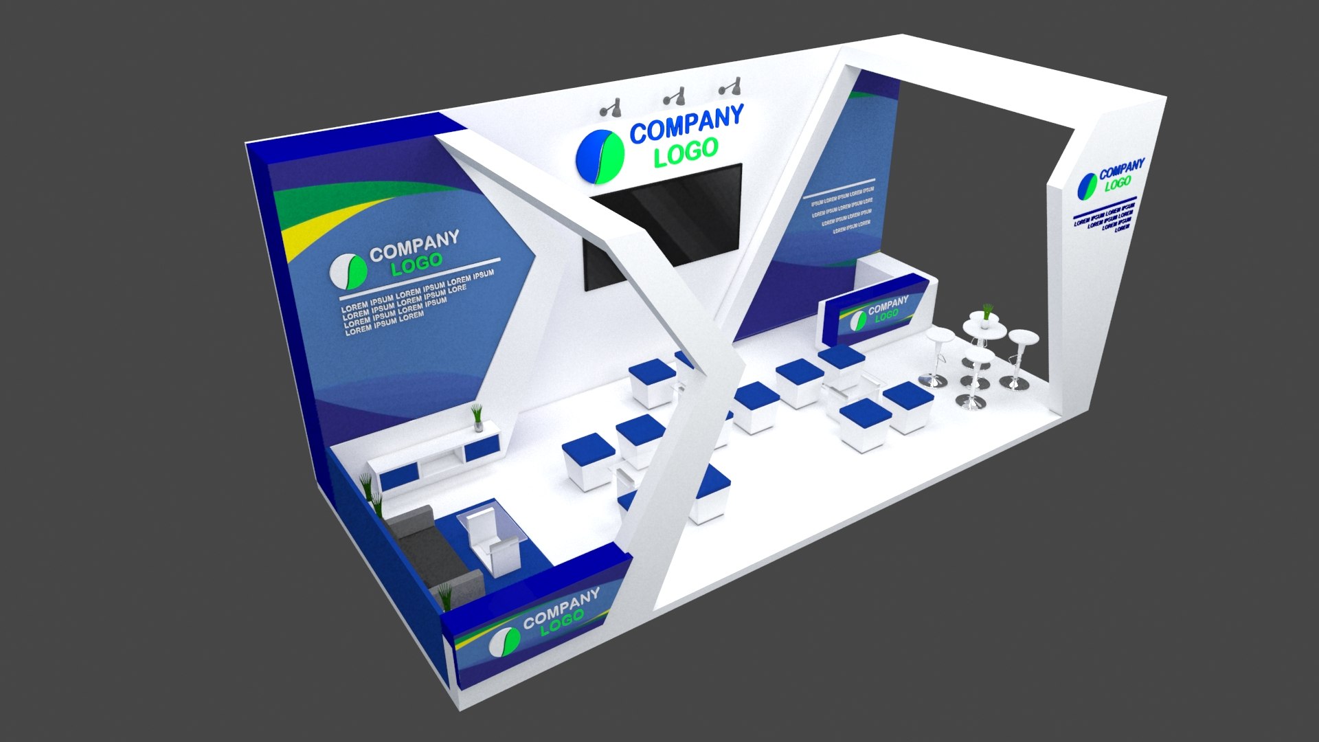 3D Booth 9x4 Model - TurboSquid 1589142