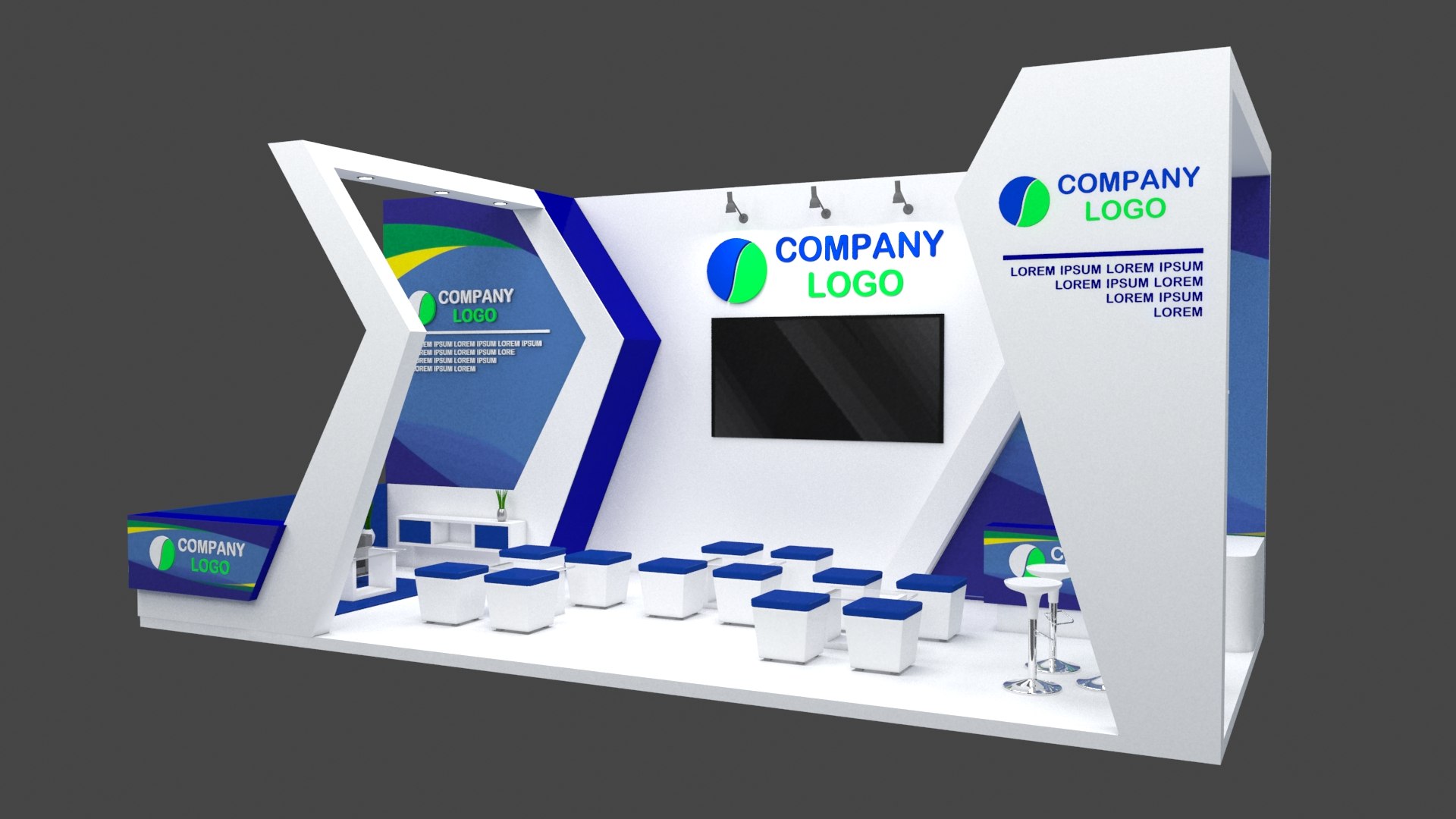 3D Booth 9x4 Model - TurboSquid 1589142