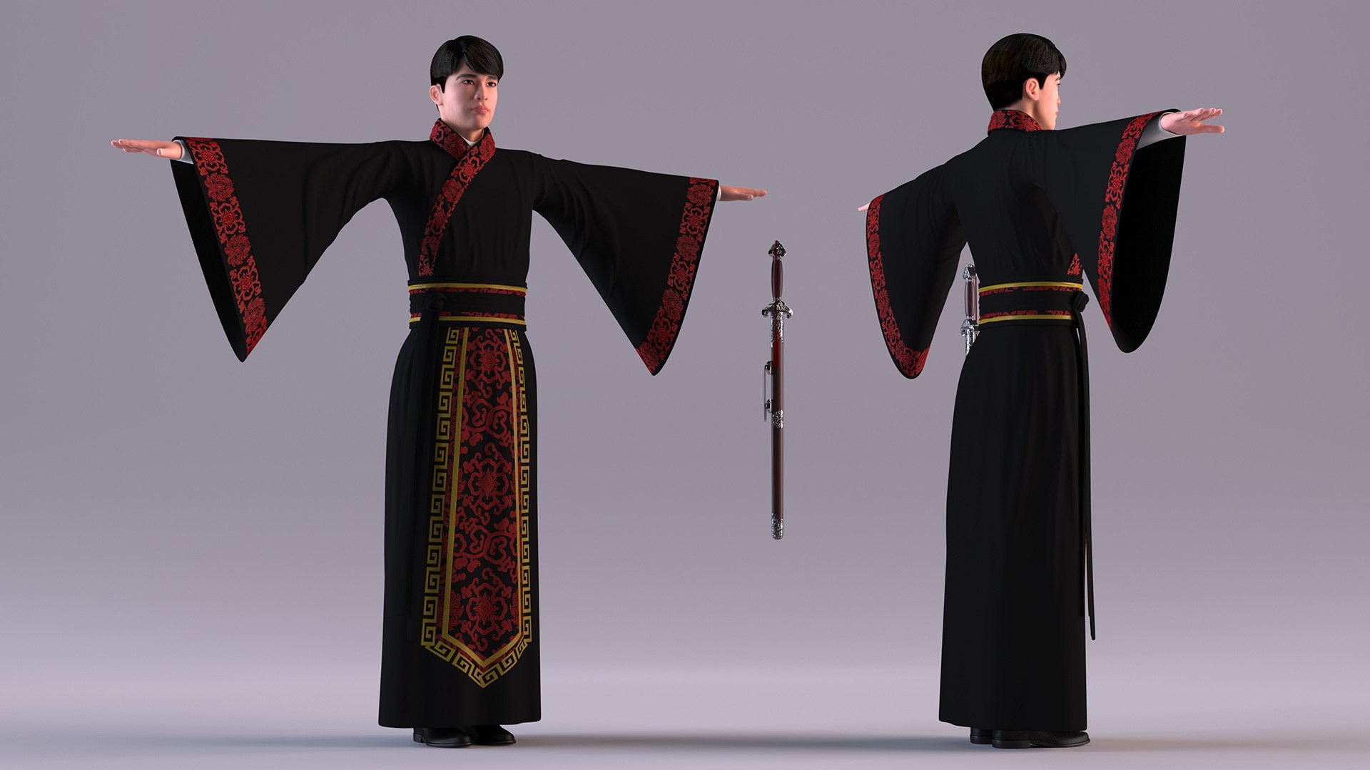 3D Traditional Chinese Man Rigged model - TurboSquid 2028380