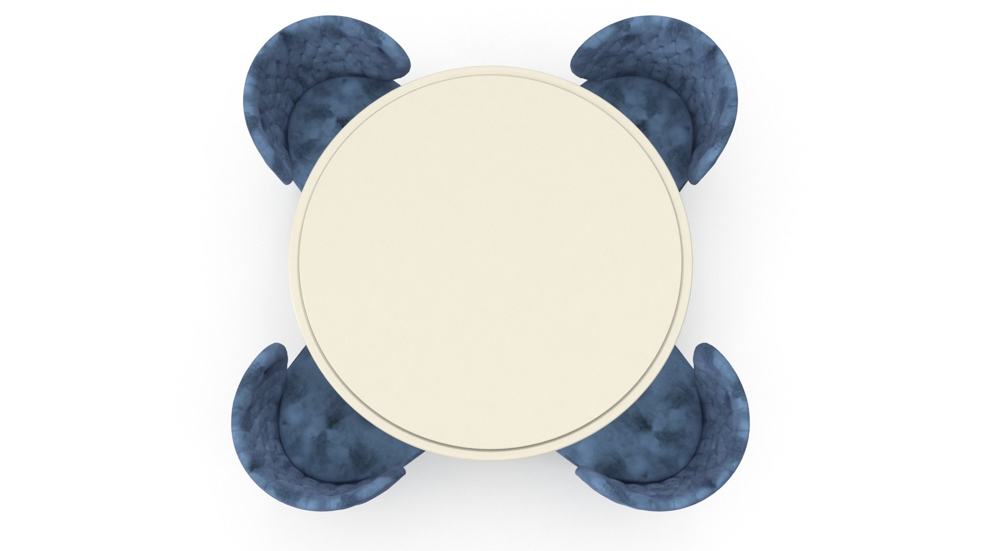 3D Blue Fabric Velvet Dining Table Set For 4 Persons - TurboSquid 1816955