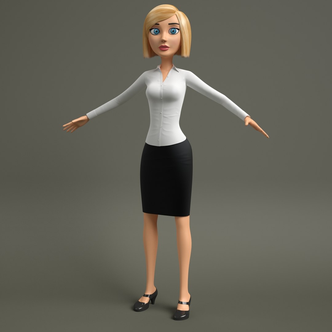 3d Model Cartoon Character Business Woman