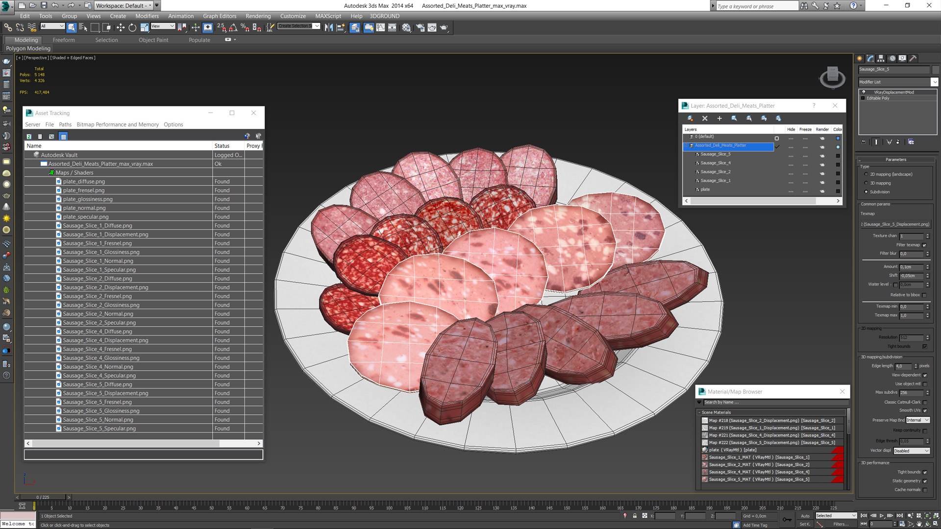 Assorted Deli Meats Platter 3D Model - TurboSquid 2198579