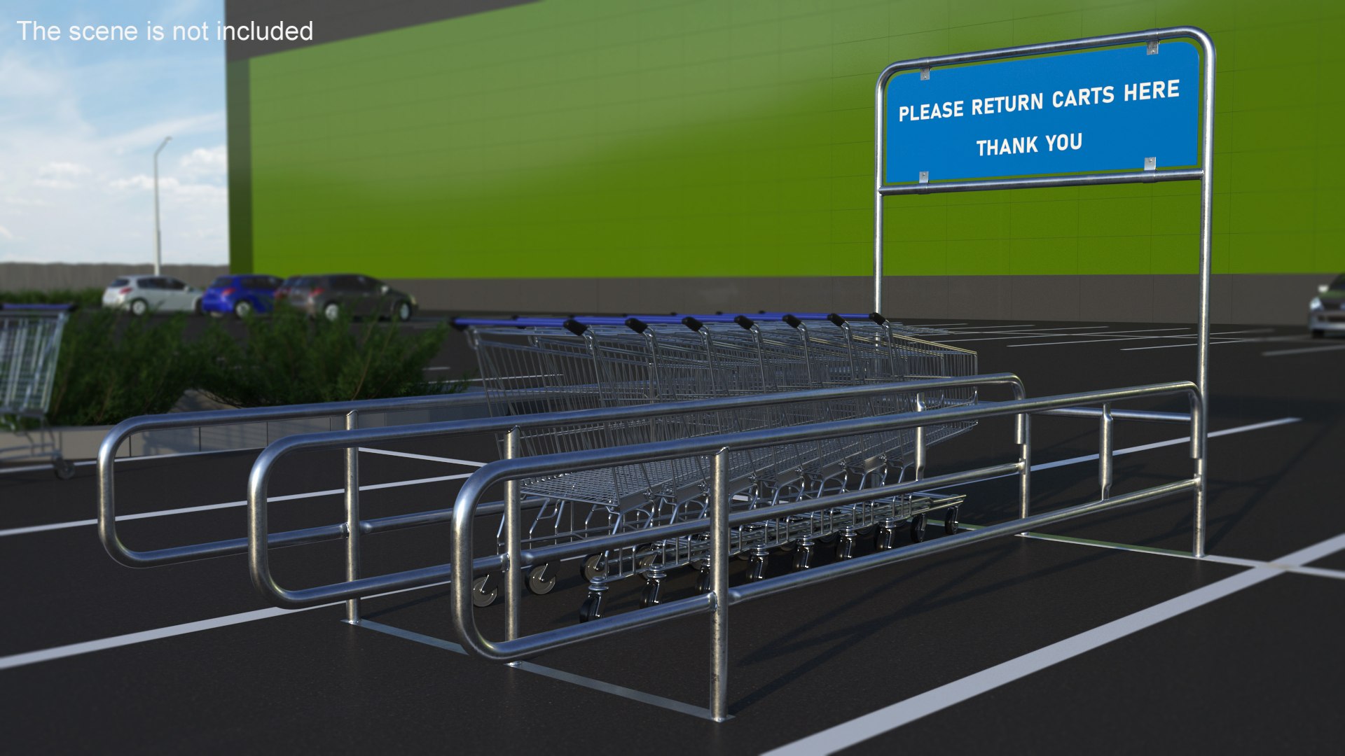 3D Grocery Cart Double Corral Model - TurboSquid 2028390
