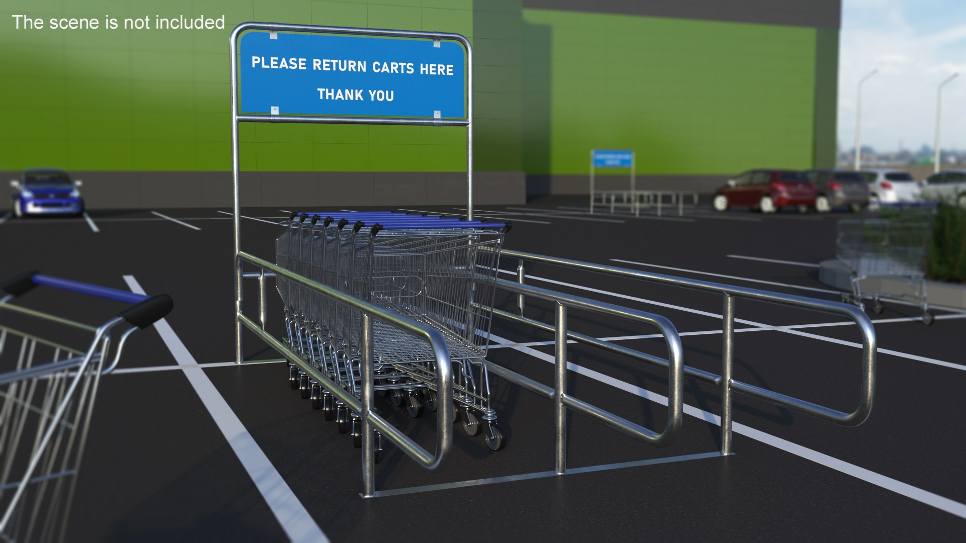3D Grocery Cart Double Corral Model - TurboSquid 2028390
