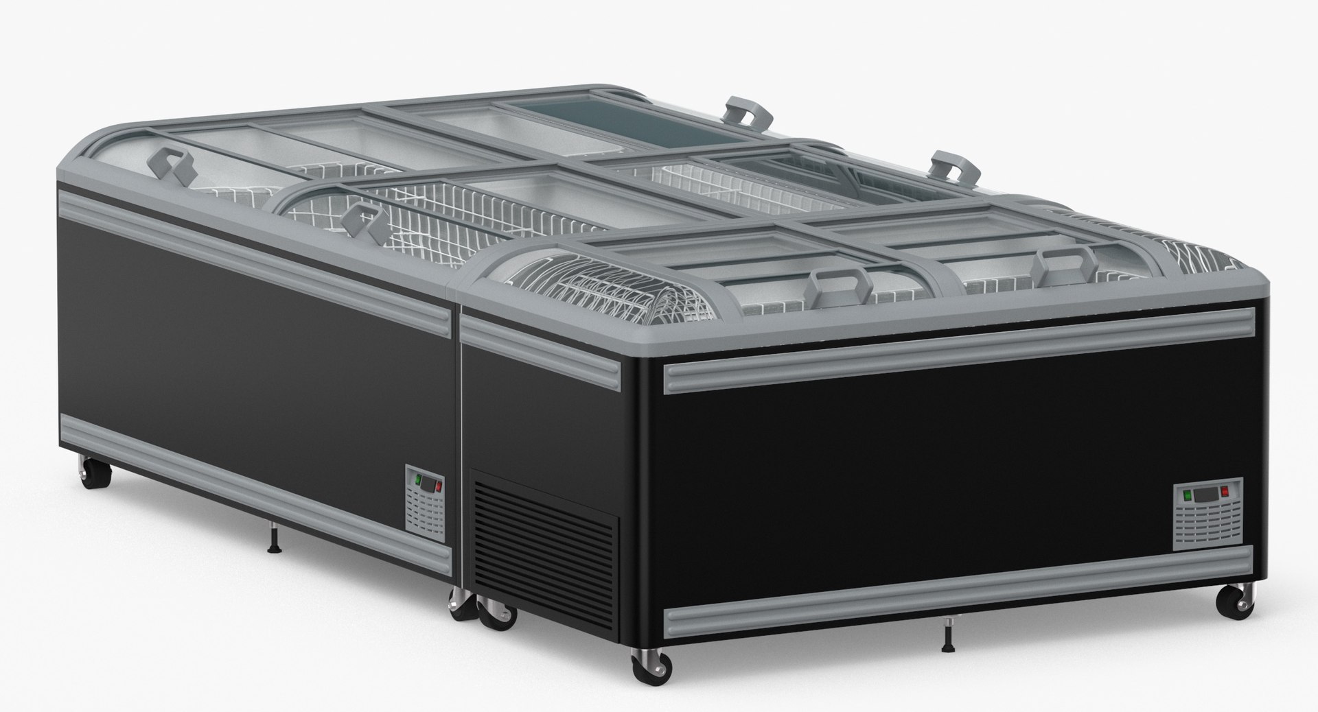 3D Horizontal Refrigerator Display Freezer Closed Different ...