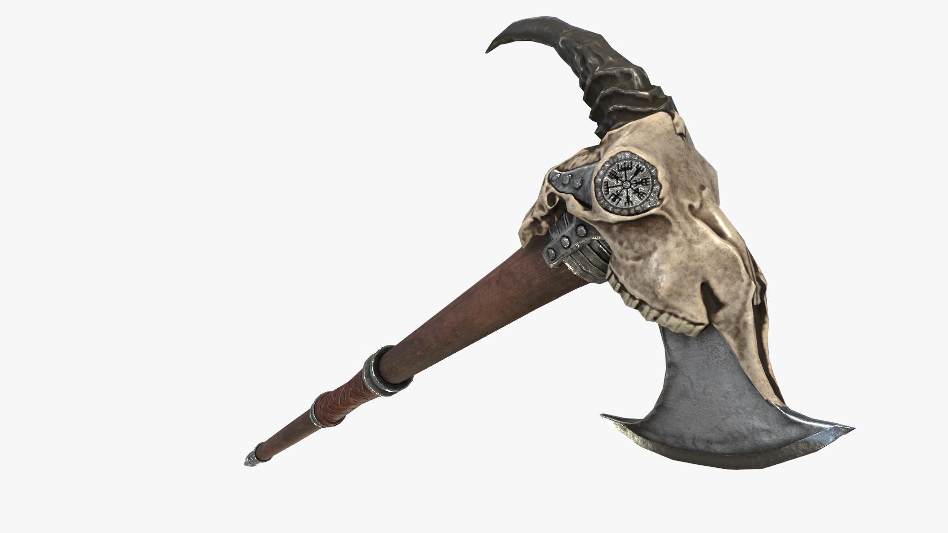 3D Fantasy Axe RPG Alpenstock Alpine Staff Baton Pick Shepherds Axe ...