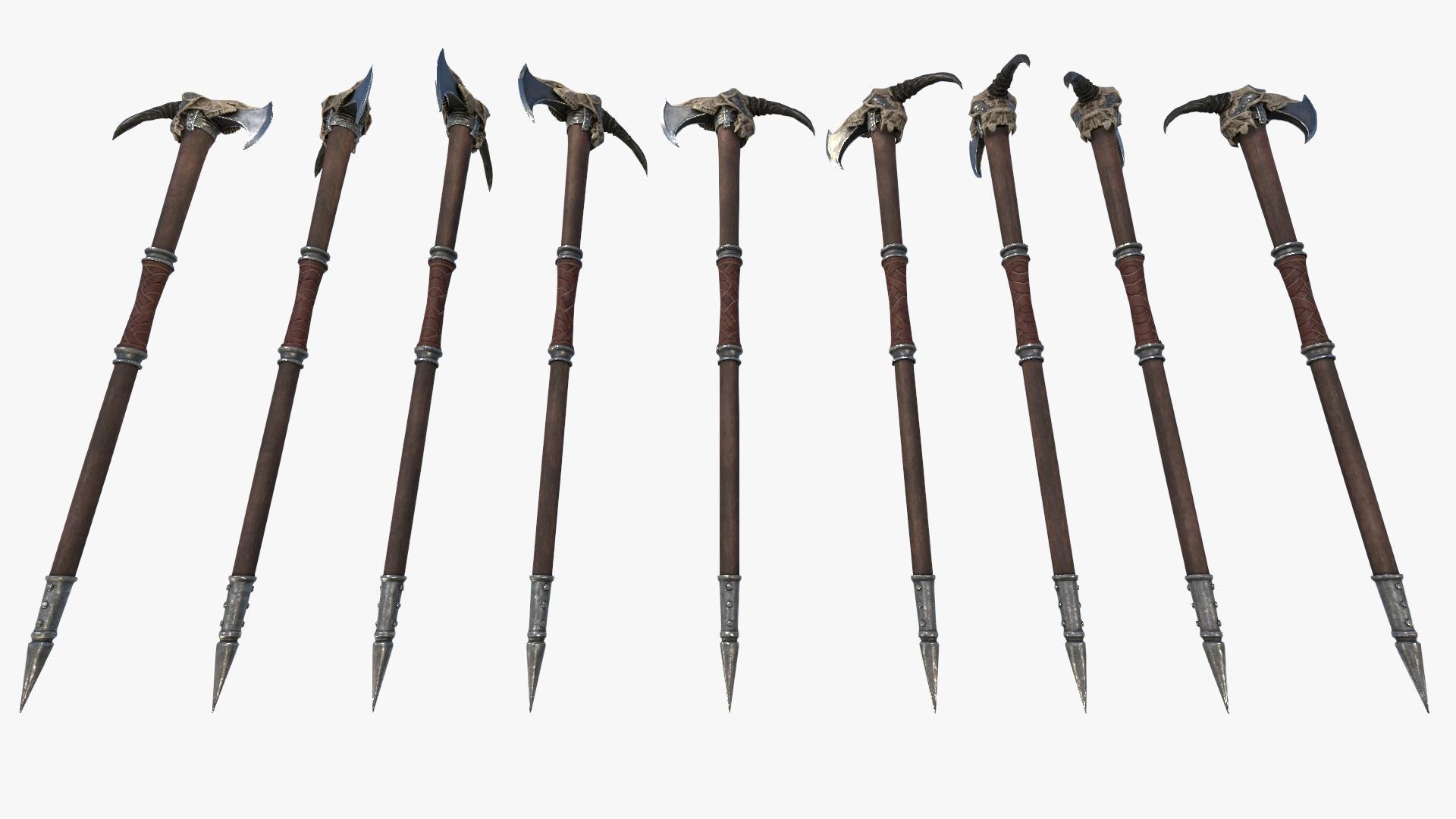 3D Fantasy Axe RPG Alpenstock Alpine Staff Baton Pick Shepherds Axe ...