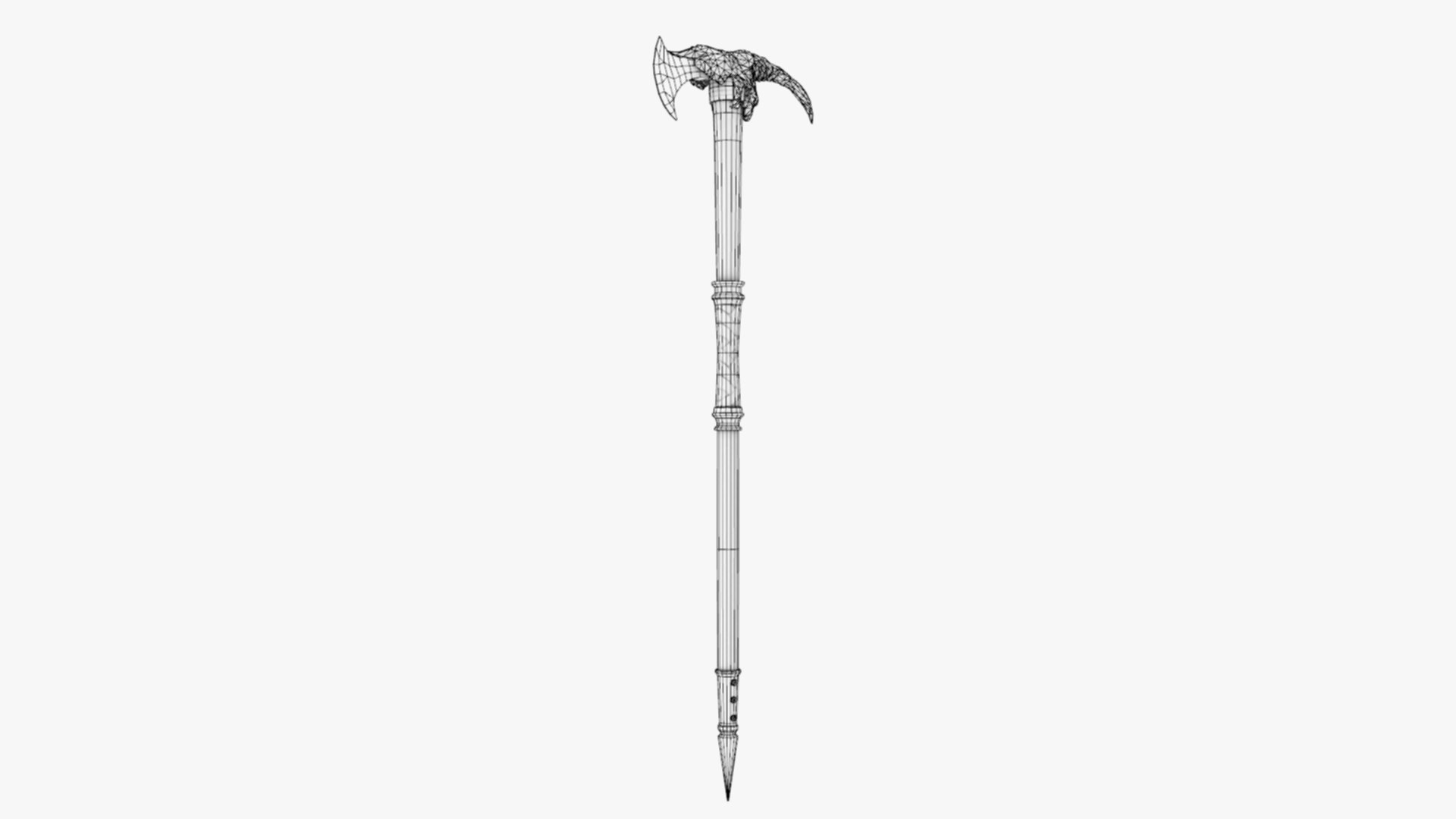 3D Fantasy Axe RPG Alpenstock Alpine Staff Baton Pick Shepherds Axe ...