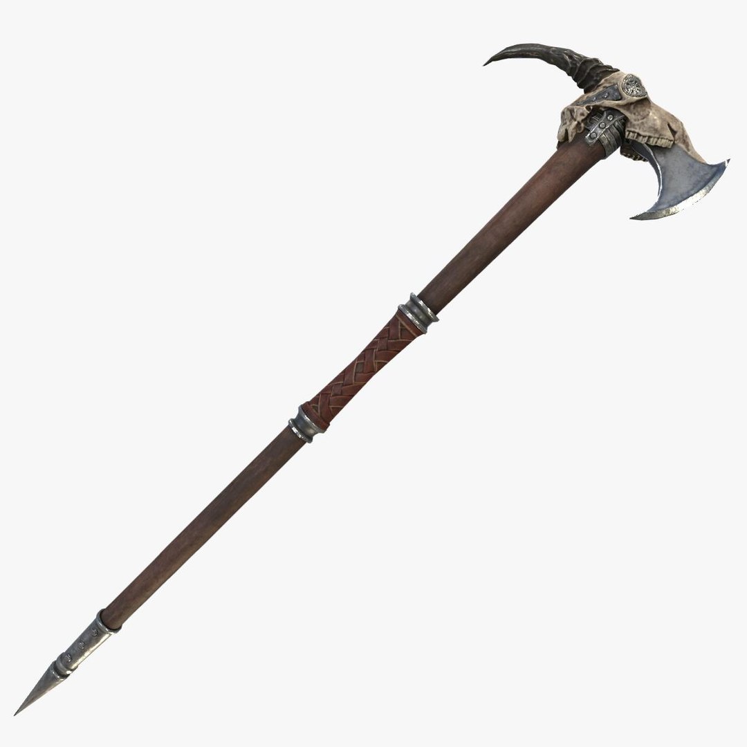 3D Fantasy Axe RPG Alpenstock Alpine Staff Baton Pick Shepherds Axe ...