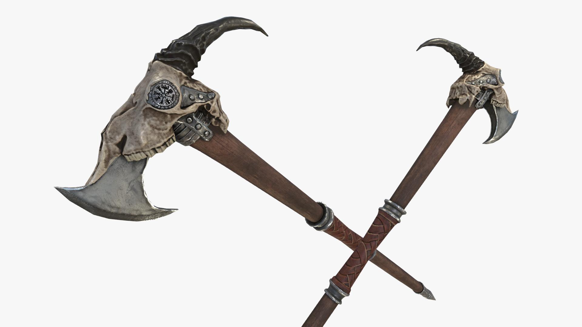 3D Fantasy Axe RPG Alpenstock Alpine Staff Baton Pick Shepherds Axe ...