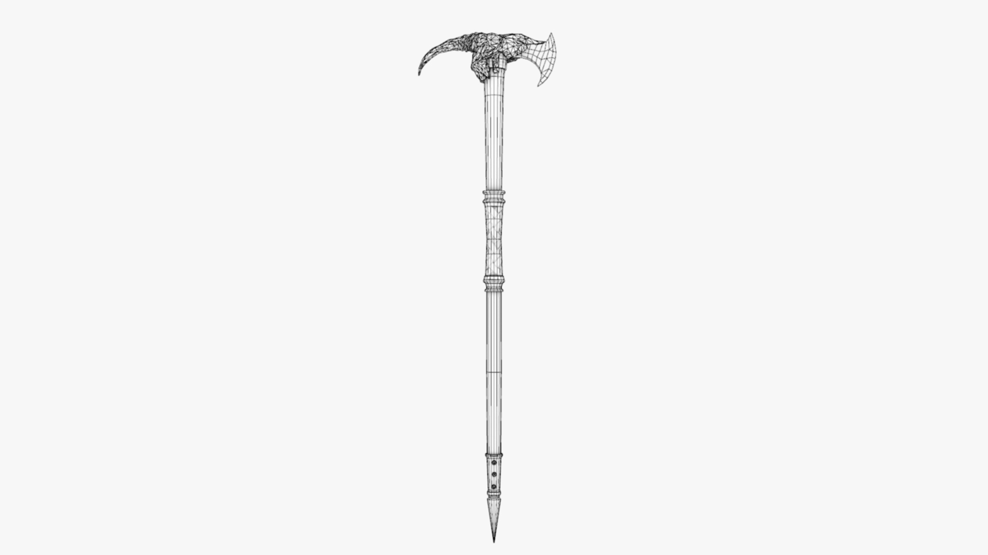 3D Fantasy Axe RPG Alpenstock Alpine Staff Baton Pick Shepherds Axe ...