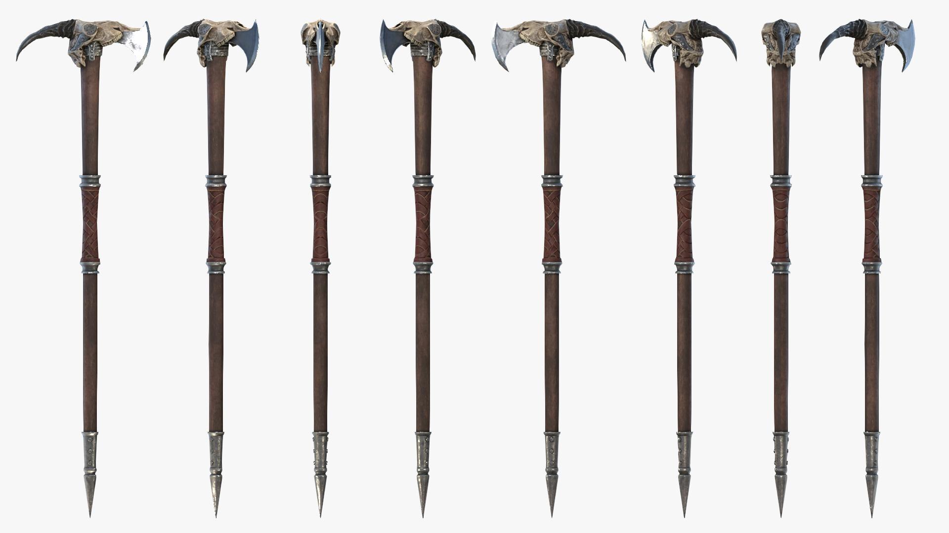 3D Fantasy Axe RPG Alpenstock Alpine Staff Baton Pick Shepherds Axe ...