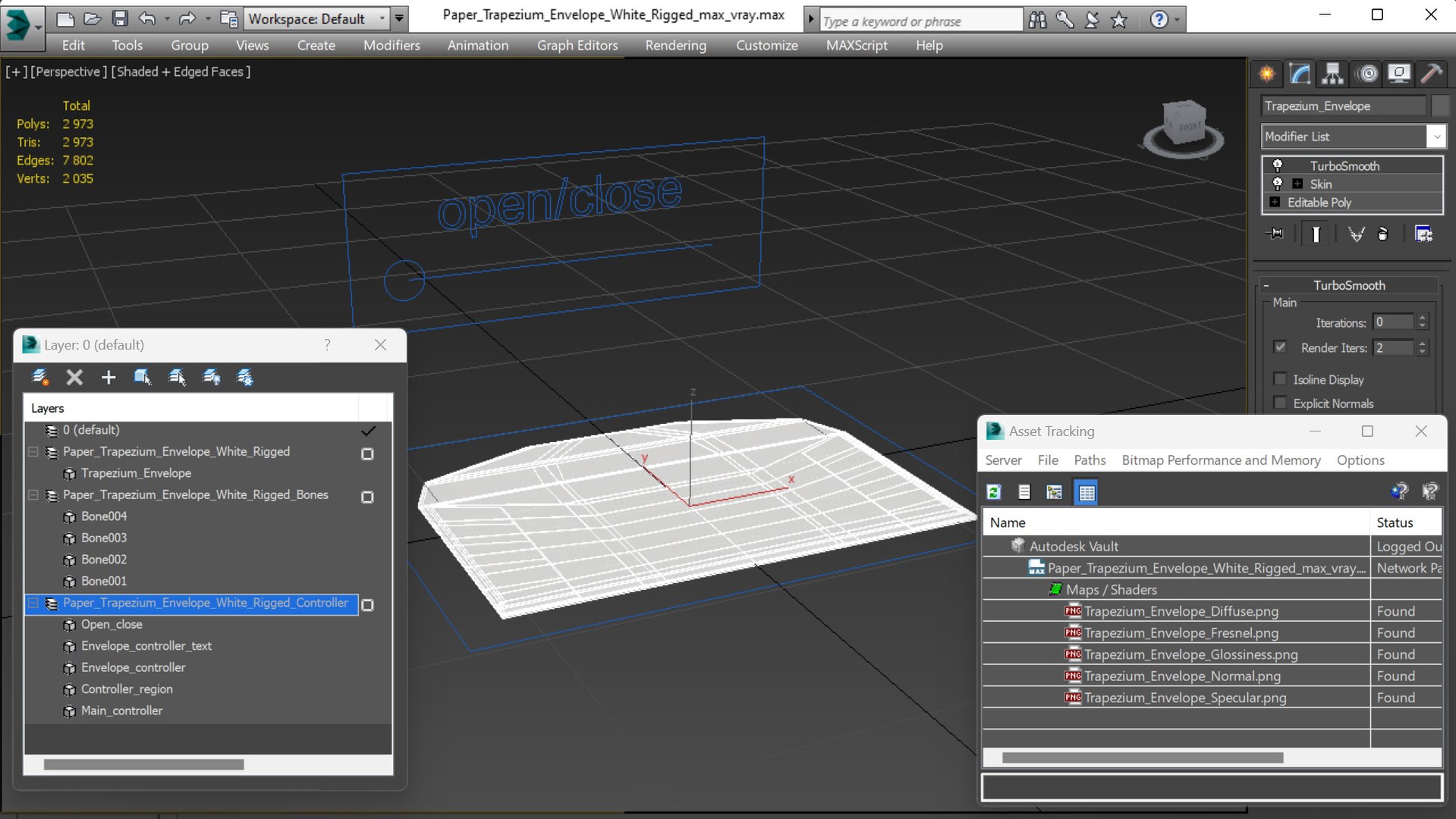 Paper Trapezium Envelope White Rigged 3D Model - TurboSquid 2211516