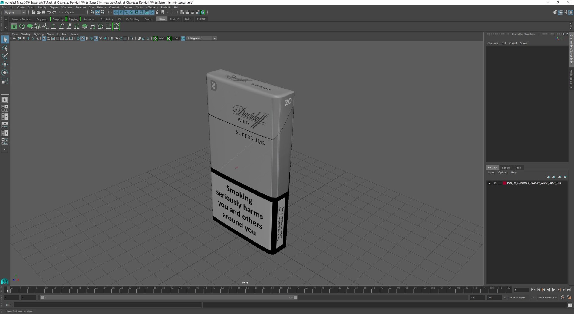 Pack Of Cigarettes Davidoff White Super Slim 3D Model - TurboSquid 2281777