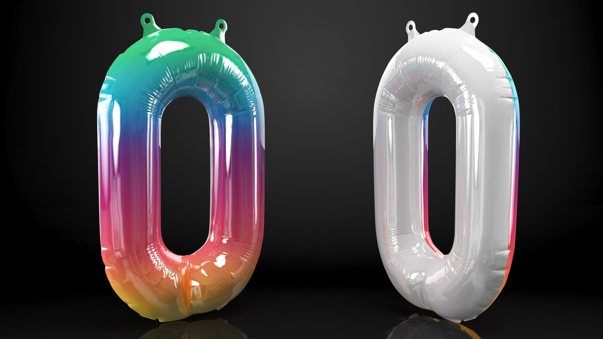 Balloon Numbers 0 Rainbow 3D Model - TurboSquid 1818362