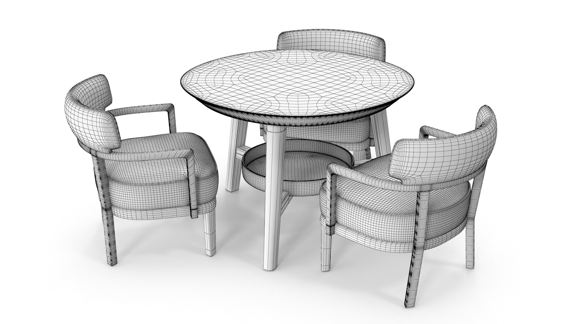 Dining Table Set For 3 Persons 3D Model - TurboSquid 1816962