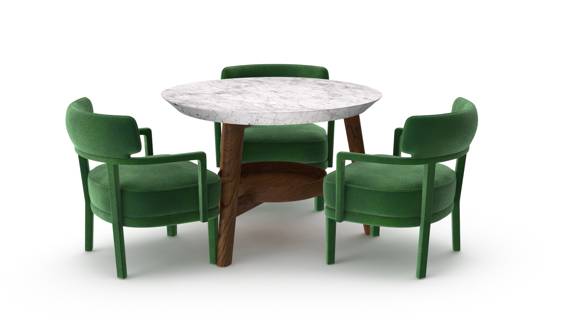 Dining Table Set For 3 Persons 3D Model - TurboSquid 1816962