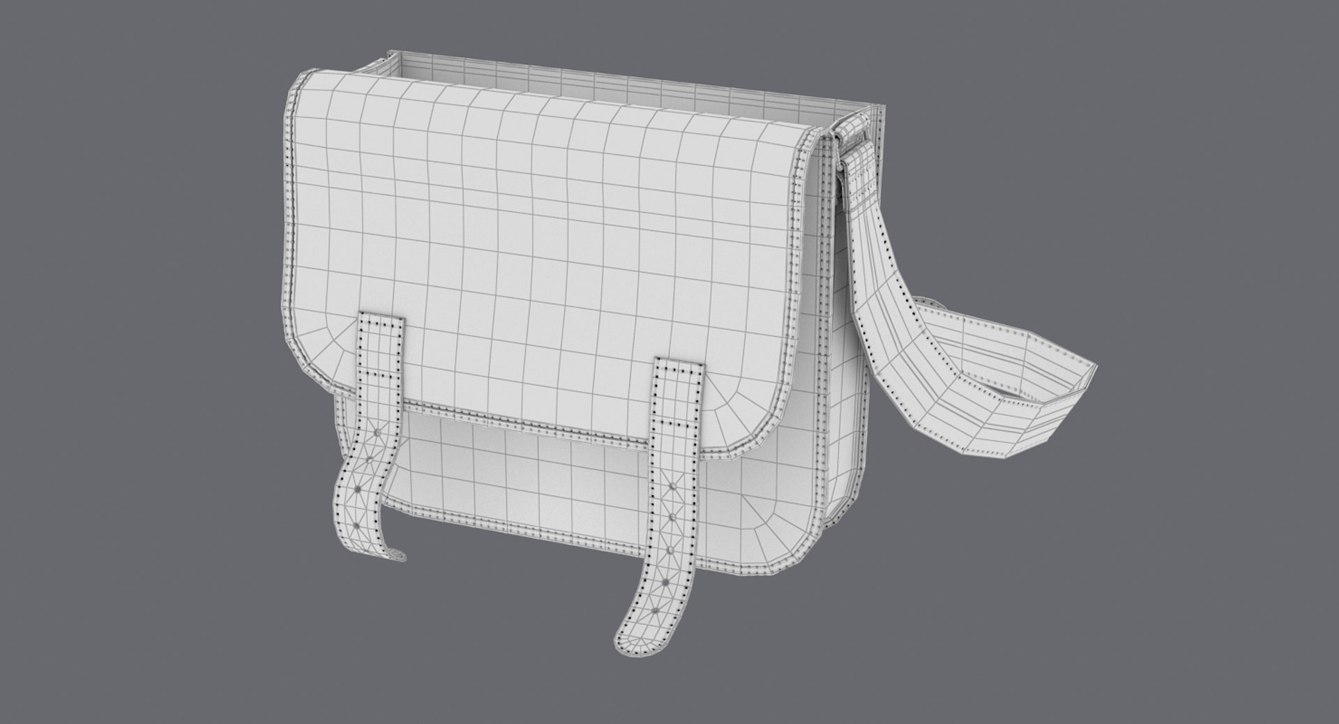 3d Open Leather Satchel Model