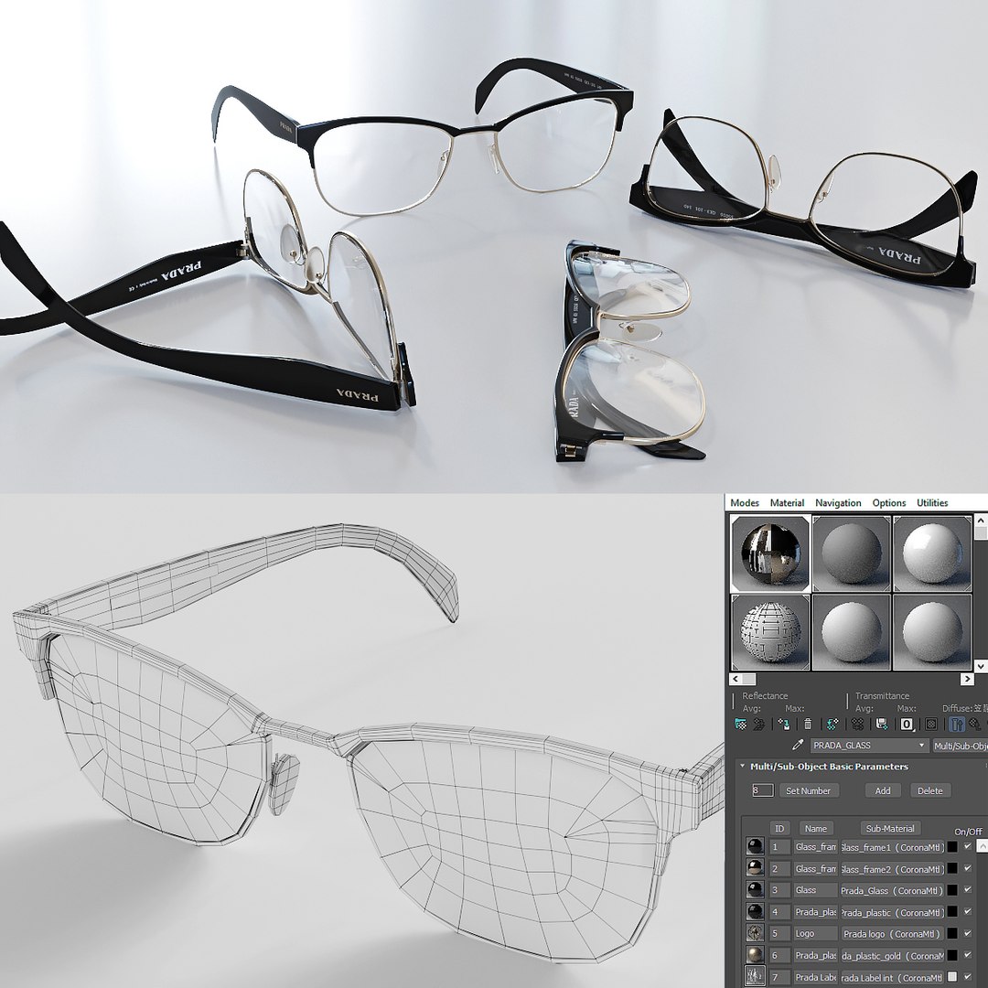 3D Model Prada Glasses - TurboSquid 1335979