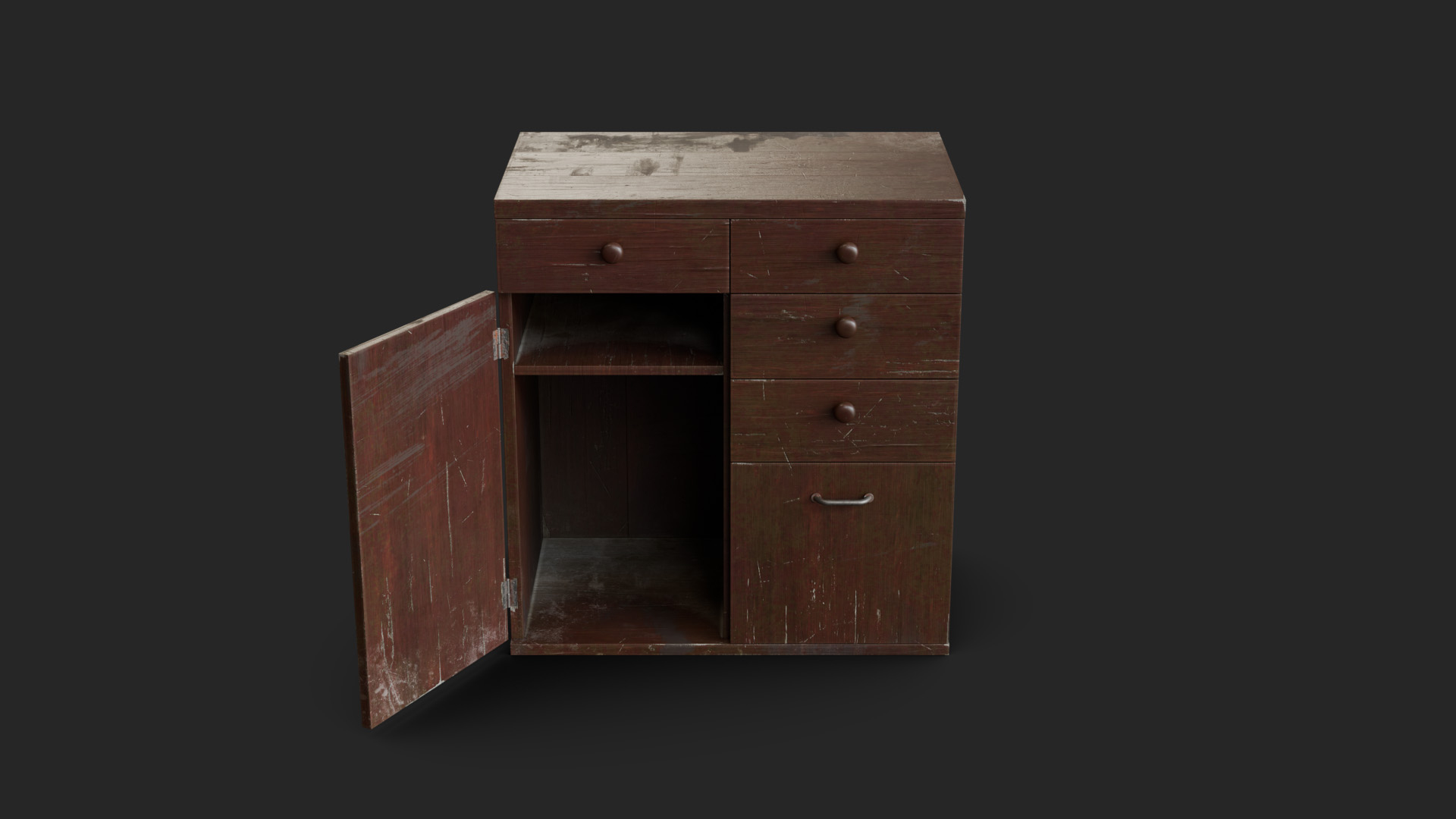 3D Model Wooden Cabinet Red V1-10 - TurboSquid 2334471