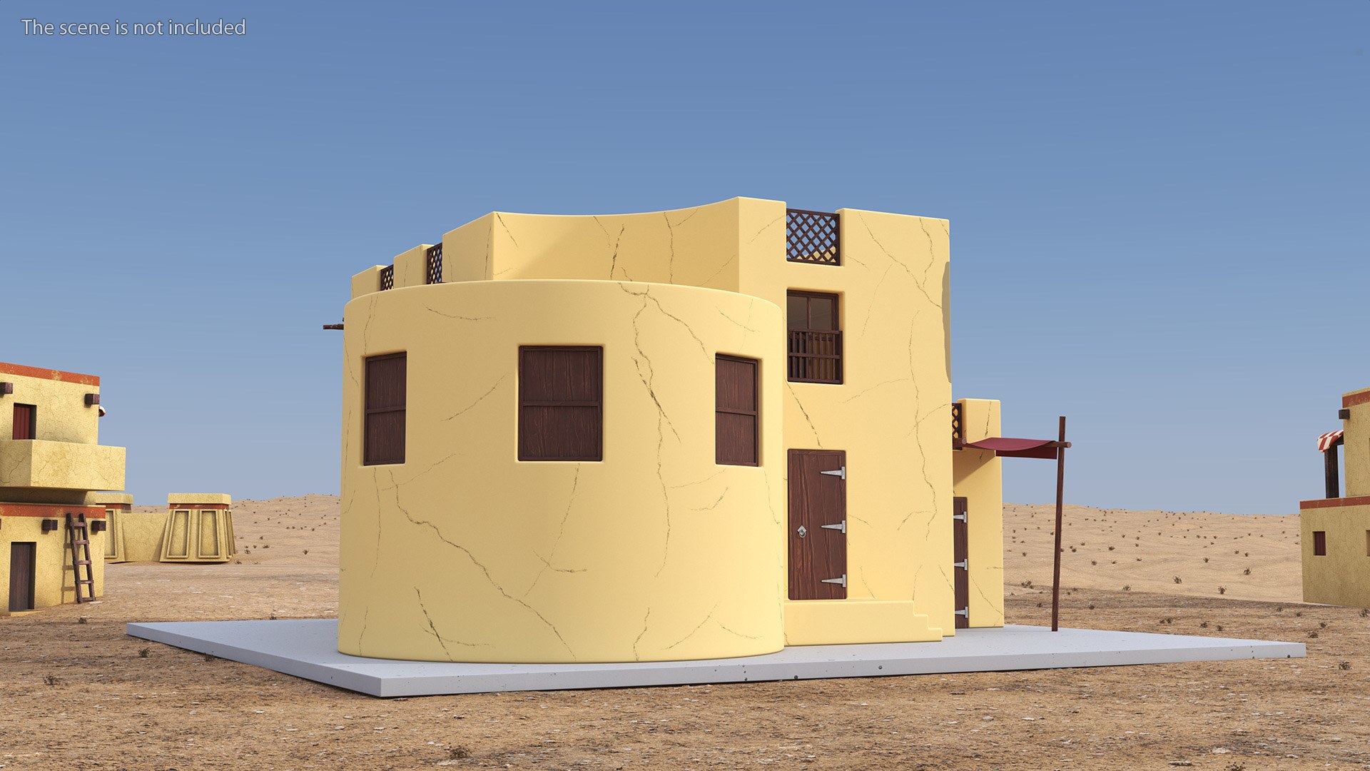 Cartoon Arab House With Cylindrical Extension 3D Model - TurboSquid 2279698