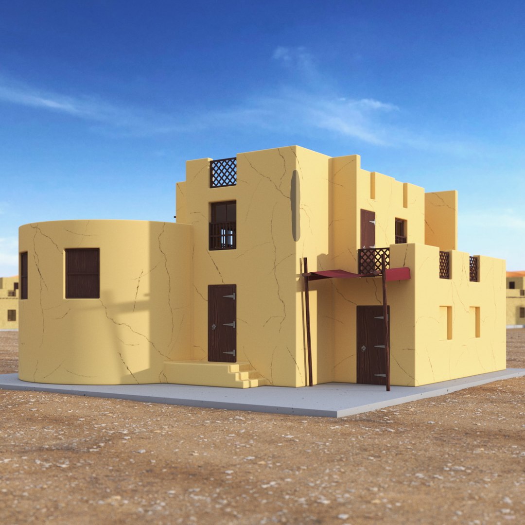 Cartoon Arab House With Cylindrical Extension 3D Model - TurboSquid 2279698