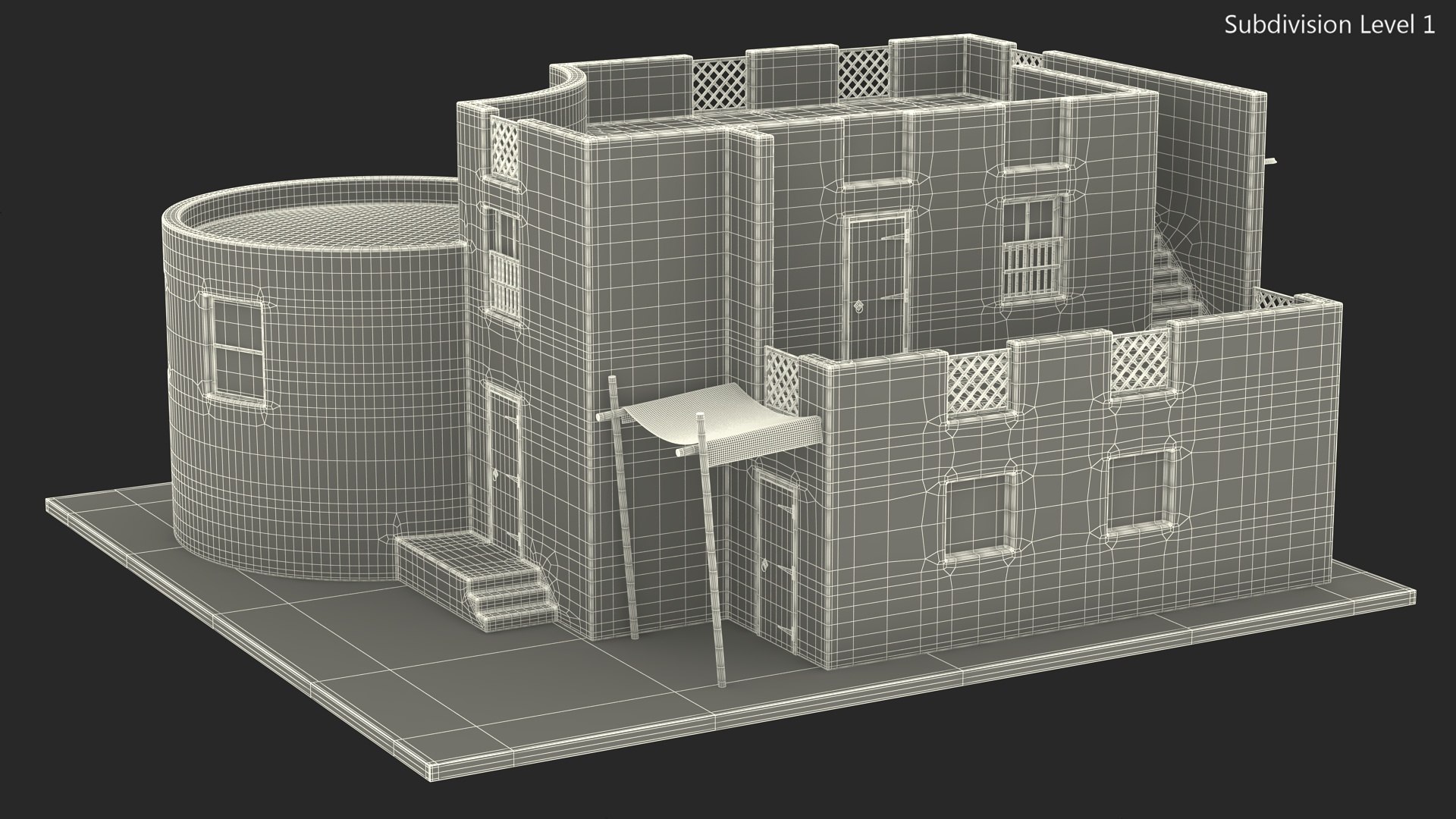 Cartoon Arab House With Cylindrical Extension 3D Model - TurboSquid 2279698