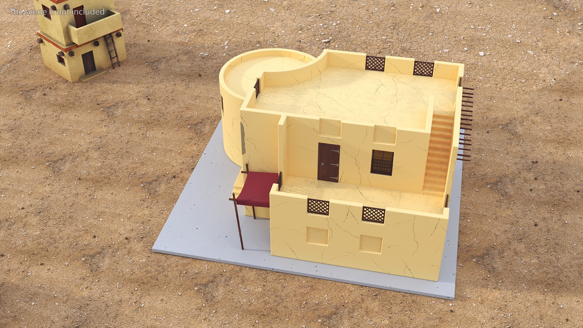 Cartoon Arab House With Cylindrical Extension 3D Model - TurboSquid 2279698