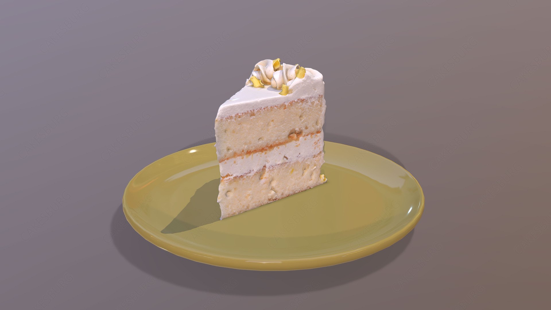 A Slice of Lemon Drizzle Cake 3D - TurboSquid 1969180