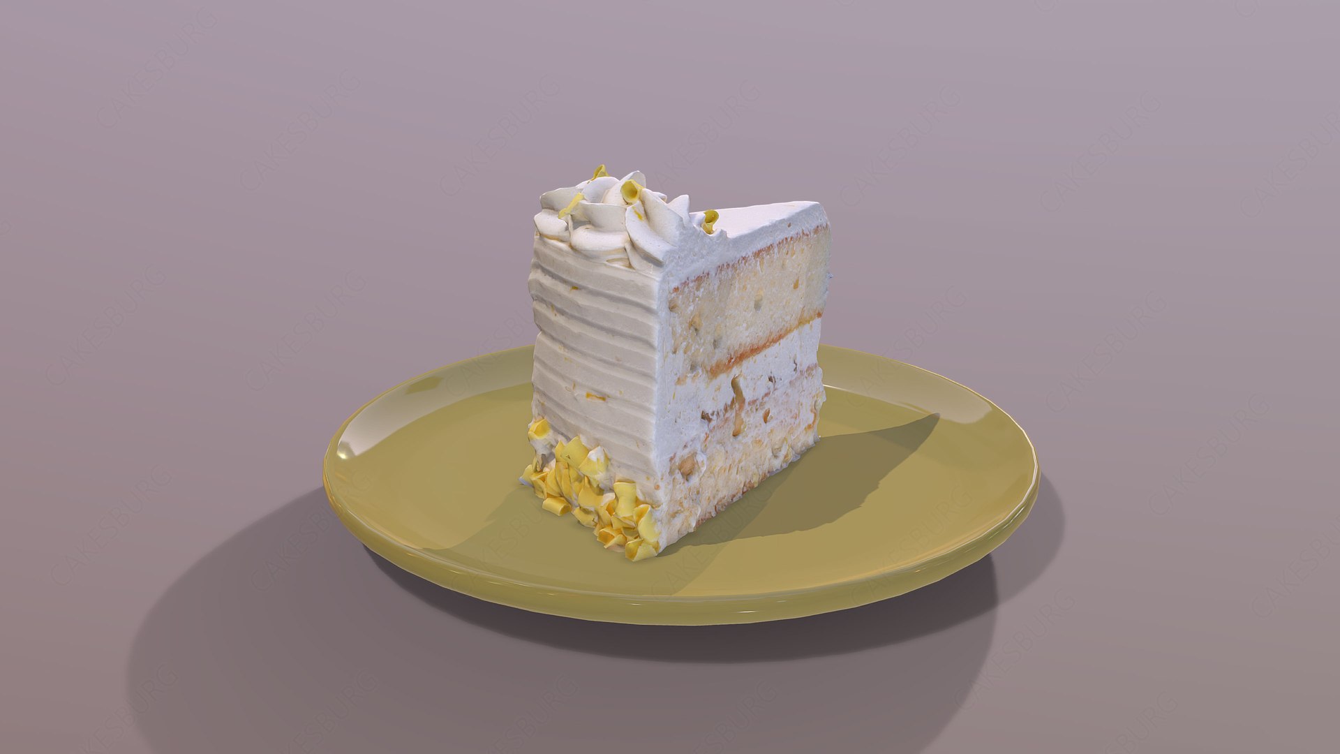 A Slice of Lemon Drizzle Cake 3D - TurboSquid 1969180