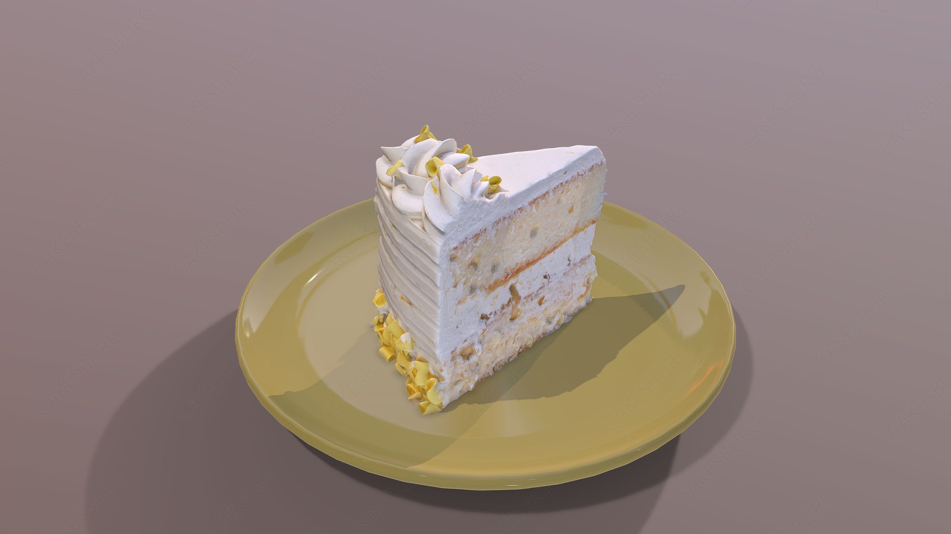 A Slice of Lemon Drizzle Cake 3D - TurboSquid 1969180