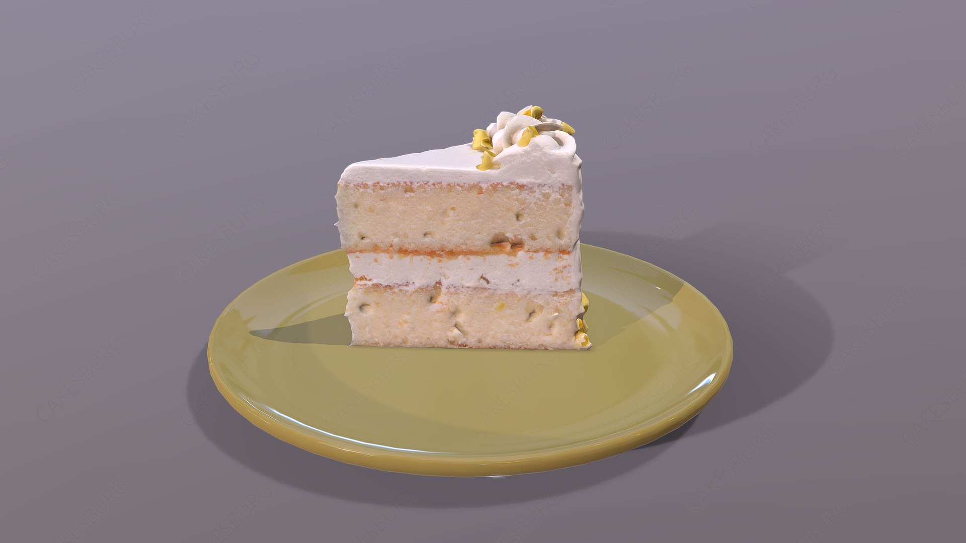 A Slice of Lemon Drizzle Cake 3D - TurboSquid 1969180