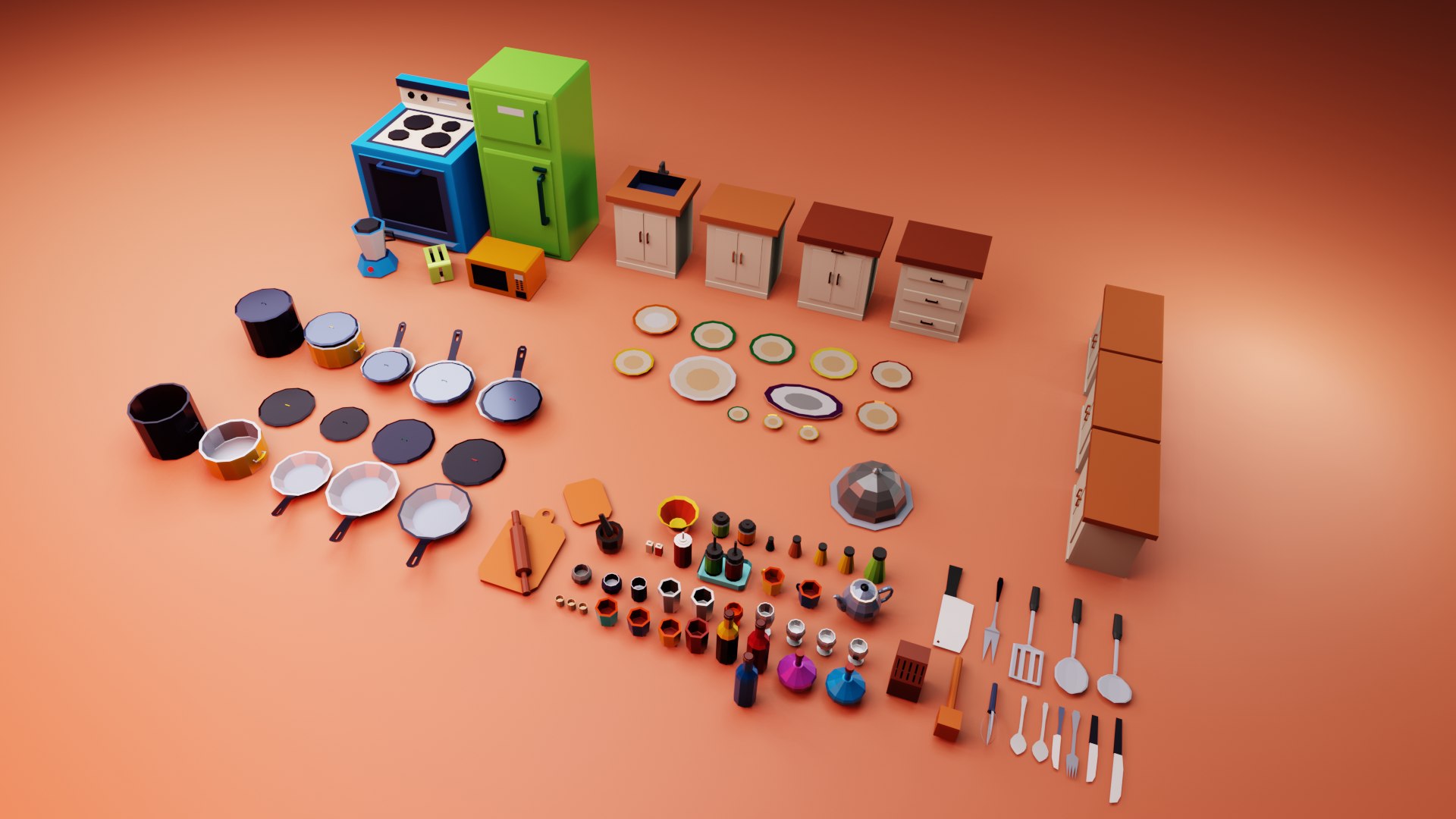 3D 98 Low Poly Kitchen 3D Game Assets And Models - TurboSquid 1900640