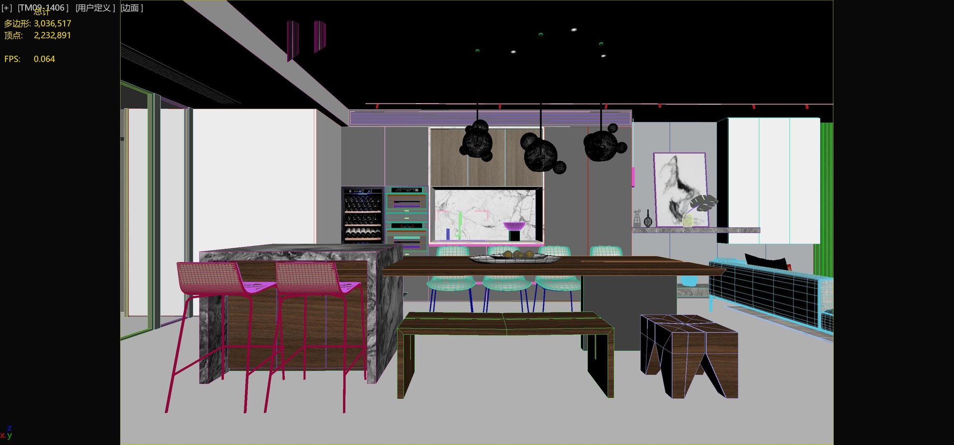 3D TM09- Luxury Contemporary Living Room With Dinning Room Scene By ...