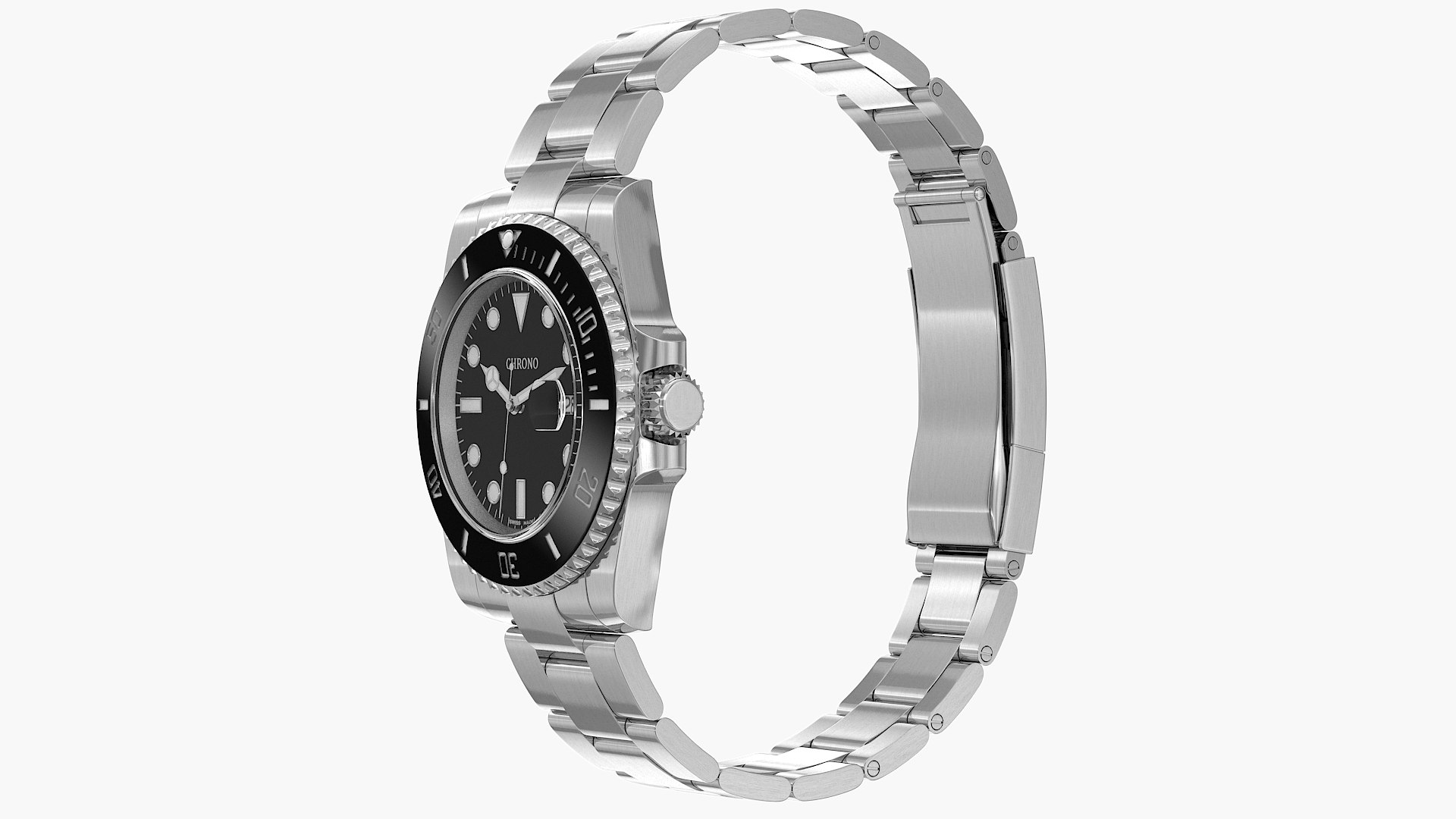 Chrono Watch 2 Black Dial 3D Model - TurboSquid 2140678